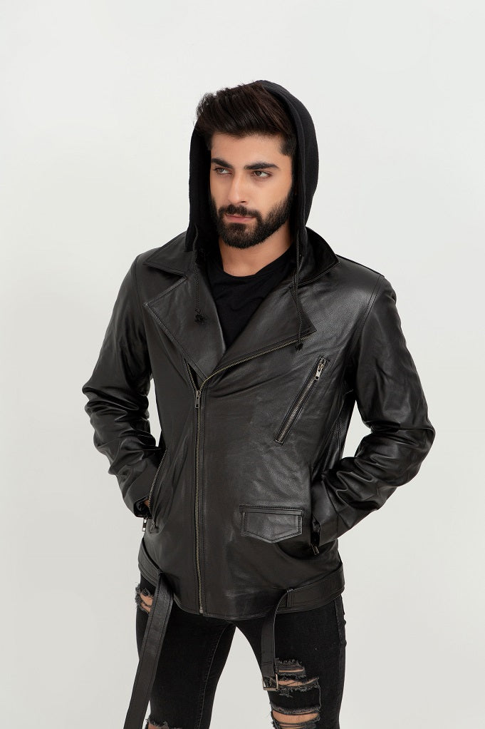 Midnight Double Rider Black Leather Jacket - LeathersInn