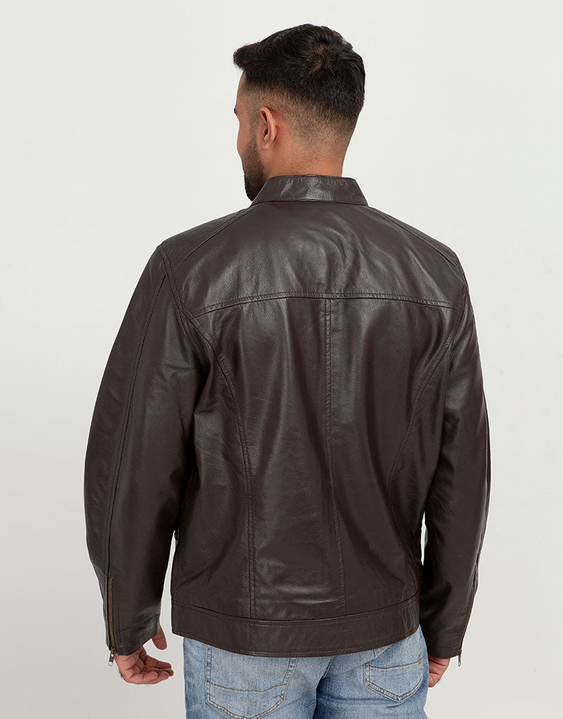 Buy Ryerson Brown Leather Biker Jacket - LeathersInn